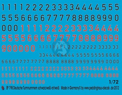 Peddinghaus 1/72 German Tank Turret Numbers WWII (Black & Red White ...