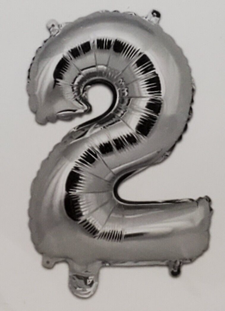 Mylar Number Two Balloon Silver 1 - 14 in Balloon 1 - 4.33 in Paper ...