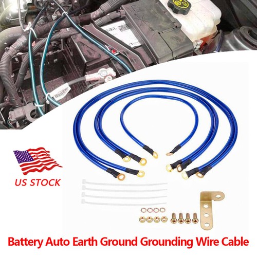 1PC 5 Point Car Battery Earth Ground Grounding Wire Cable System Kit ...