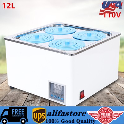 12L 4 Holes Lab Water Bath Heater Digital Thermostatic Water Bath Pot ...