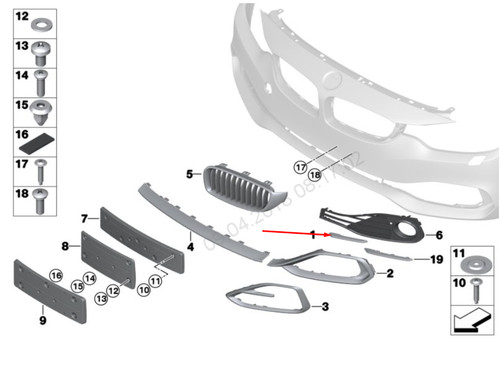 NEW BMW 4 F32 FRONT BUMPER LEFT SIDE FINISHER ROD 51117294841 7294841 ...