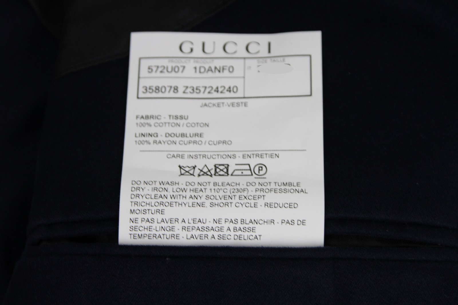 $1680 Gucci Men's Blue Cotton Caspian Brushed Jacket 2 Buttons 358078 ...