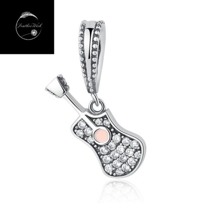 Sterling Silver 925 Charm Guitar Musical Instrument Pendant Dangle ...
