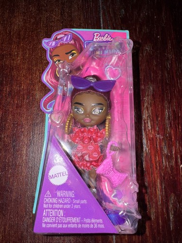 Barbie Extra Mini Minis Doll with Burgundy Hair Red Ruffle Dress ...