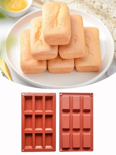 9-Cavity Financier Cake Mold Rectangle Bread Silicone Mold Non-Stick ...