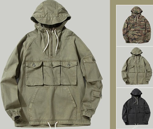 Mens Cotton Camouflage Tactical Jacket Smock Parka Army Pullover Pocket ...