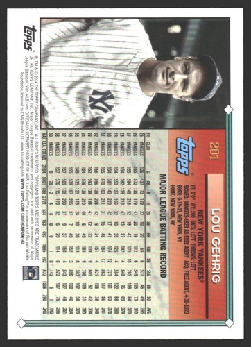 Lou Gehrig #201 2024 Topps Archives New York Yankees | eBay