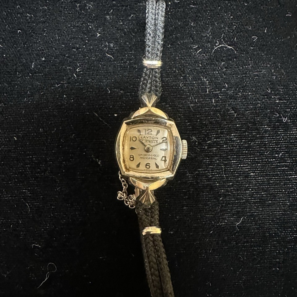 Vintage Clayton Unbreakable Mainspring 17J Ladies Watch w/ Box Parts Or ...