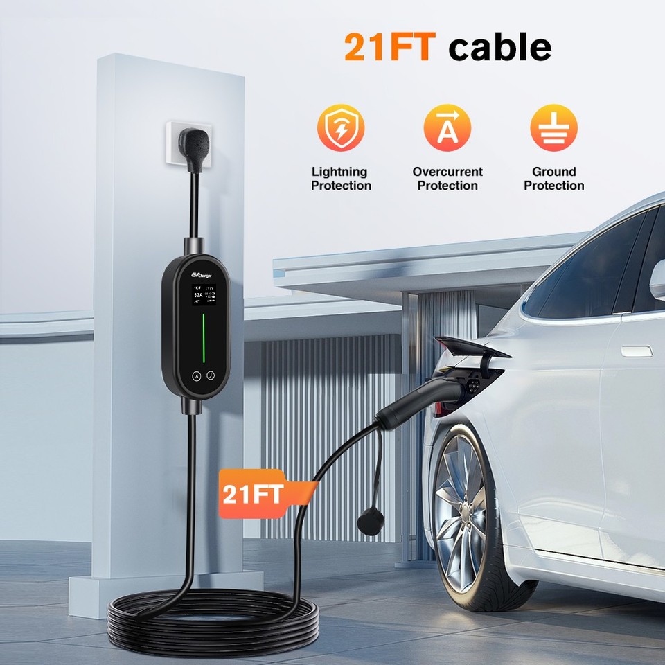 Level 2 EV Charger for Tesla 32A 240V NEMA 14-50P Portable Electric ...