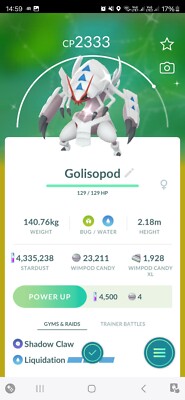 Pokémon Shiny Golisopod ( Wimpod Evolution ) GO | eBay