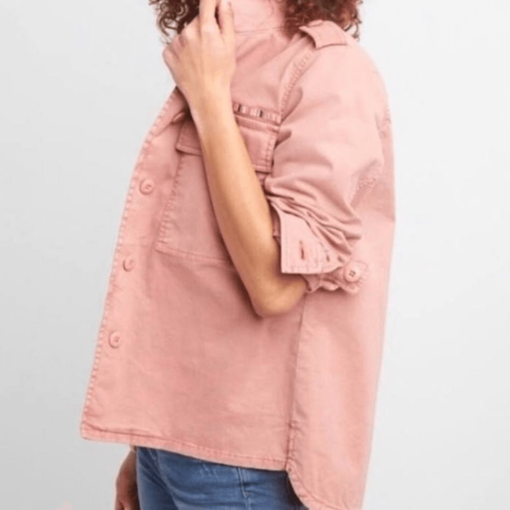 Gap Military Embroidered Pink Jacket Shirt NWT Pockets Small Shacket | eBay