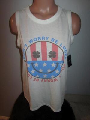 LUCKY BRAND Muscle T Shirt Don't Worry Be Lucky Tank Top Stars ...