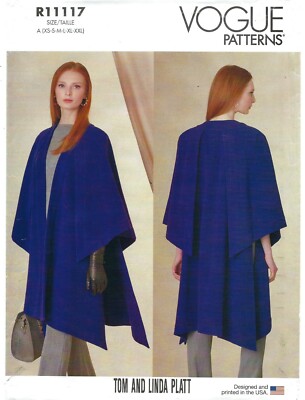 Vogue R11117 Cape w Shaped Neck & Front Bands, Mitered Corners Sz 4-26 ...