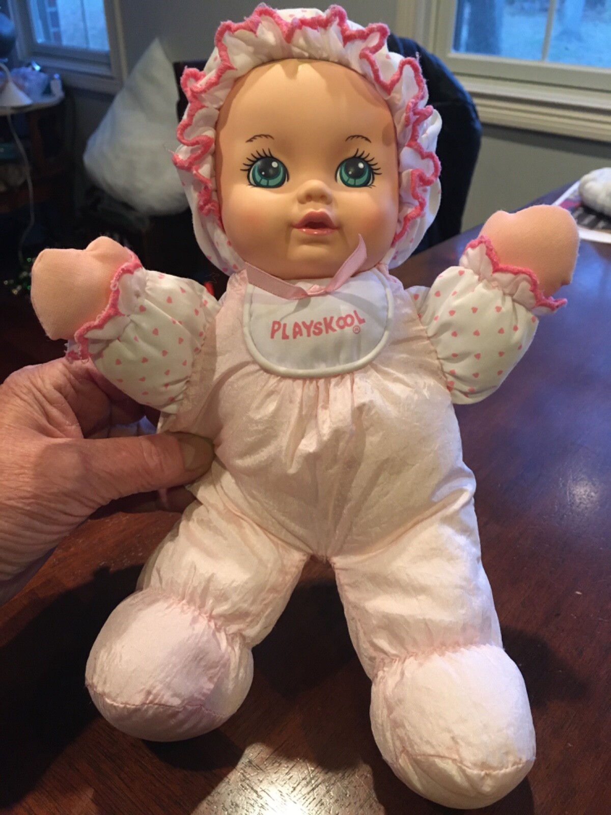 Vintage Playskool My Very Soft Baby Doll Squeaker 1993 Pink Plush Nylon ...