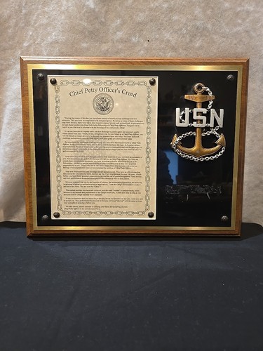 Vintage US Navy CHIEF PETTY OFFICER'S CREED PLAQUE WITH USN ANCHOR LOGO ...