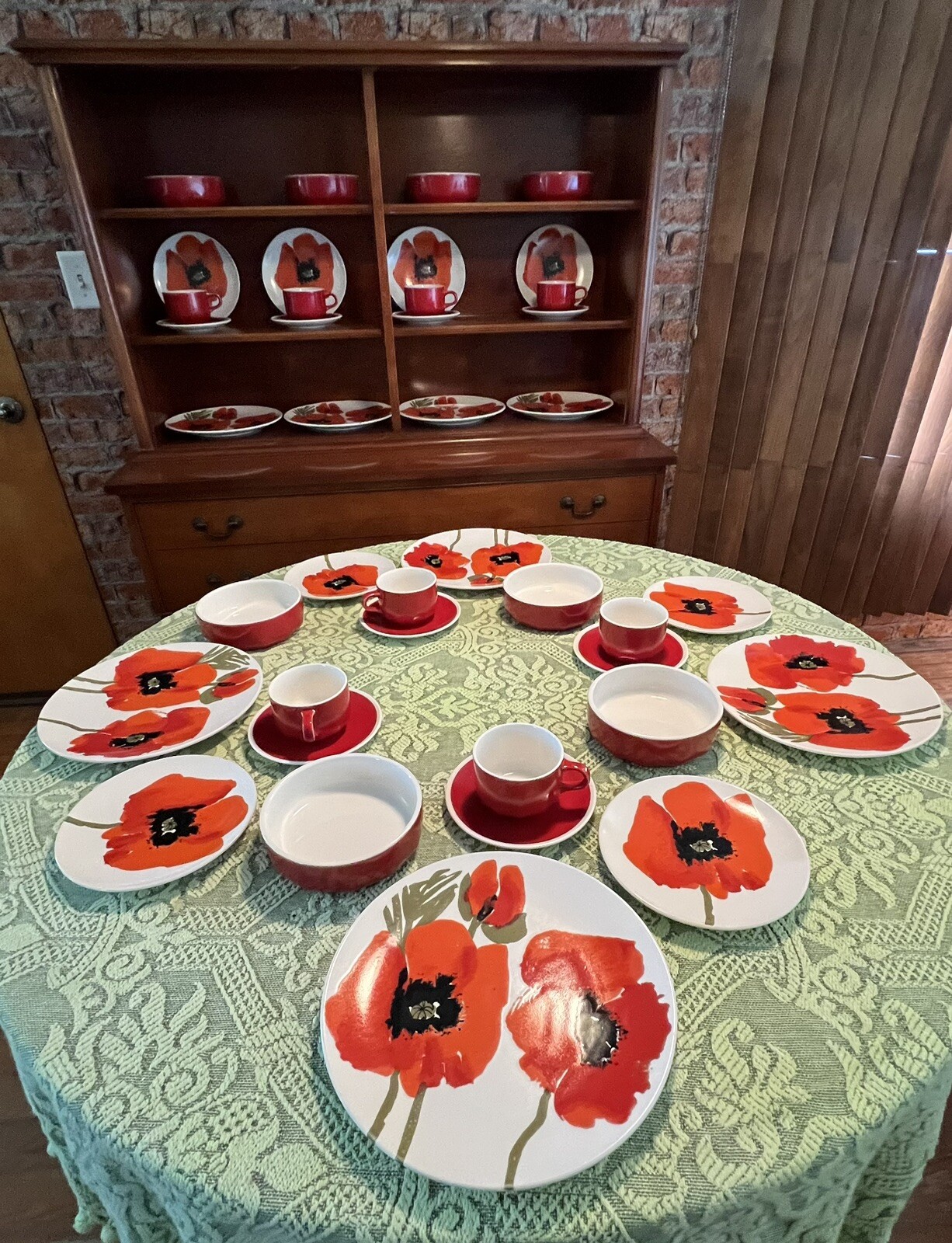 HTF Vera Neumann Mikasa Red Poppy Rare Find Service for 8 Japan Post ...