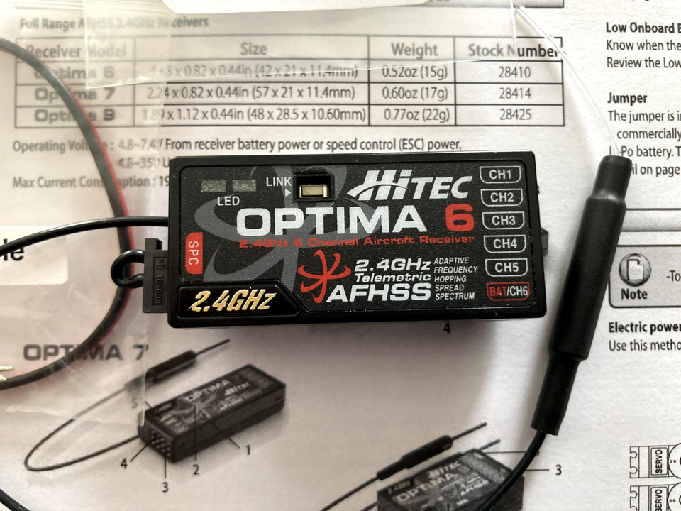 New Hitec Optima 6 Remote Control R/C 6 Channel Receiver 2.4Ghz AFHSS ...