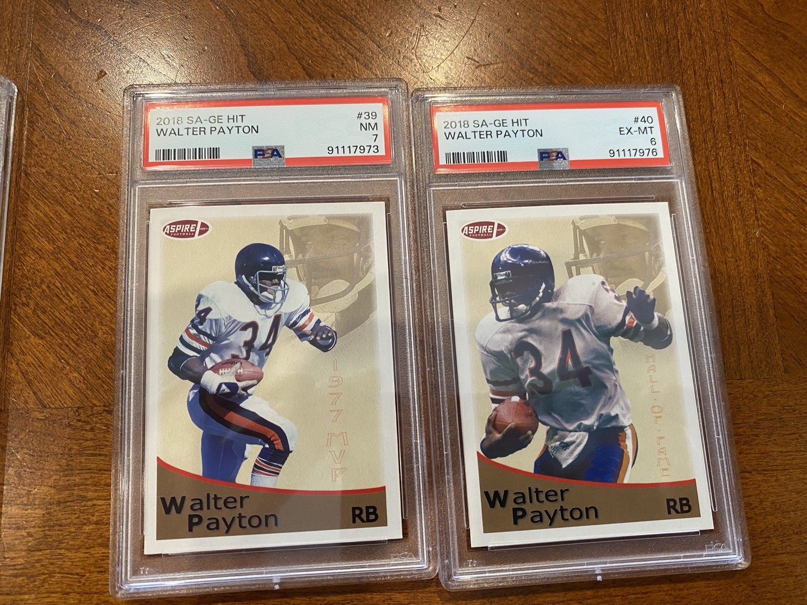 2018 SAGE HIT WALTER PAYTON SERIES RUN ALL PSA GRADED # 36 TO 40 LOT OF ...