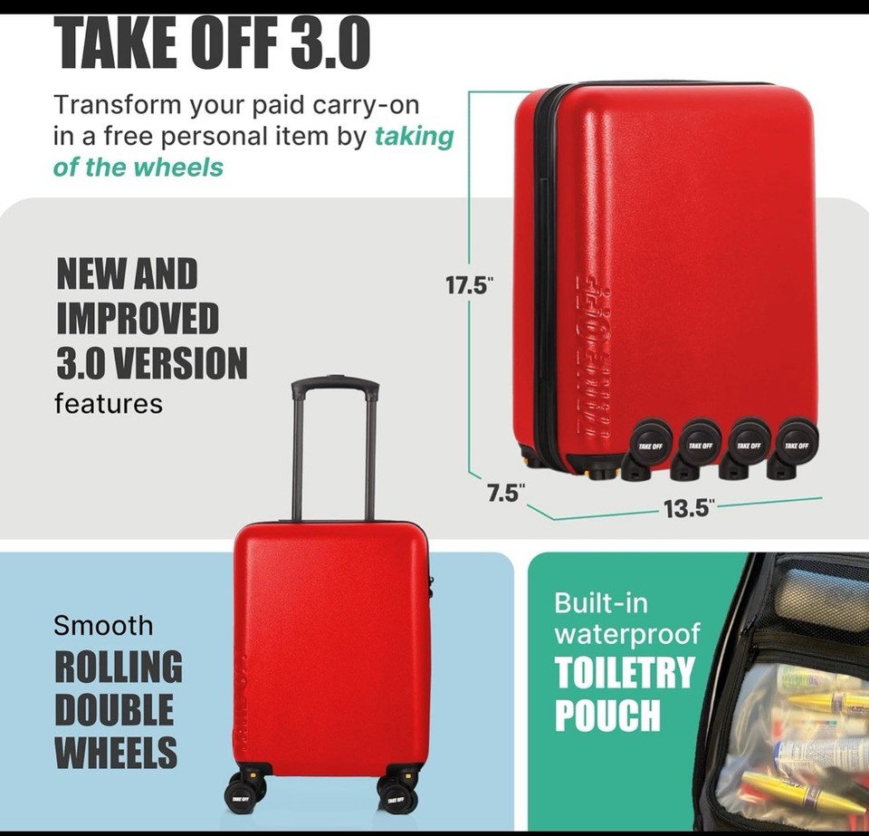 Take OFF Luggage 3.0 - Personal Item, 18x14x8 Inches, Underseat ...