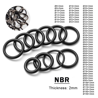 2mm Thickness O-Rings NBR Nitrile Rubber, Ø 8mm - 150mm OD, O Ring ...