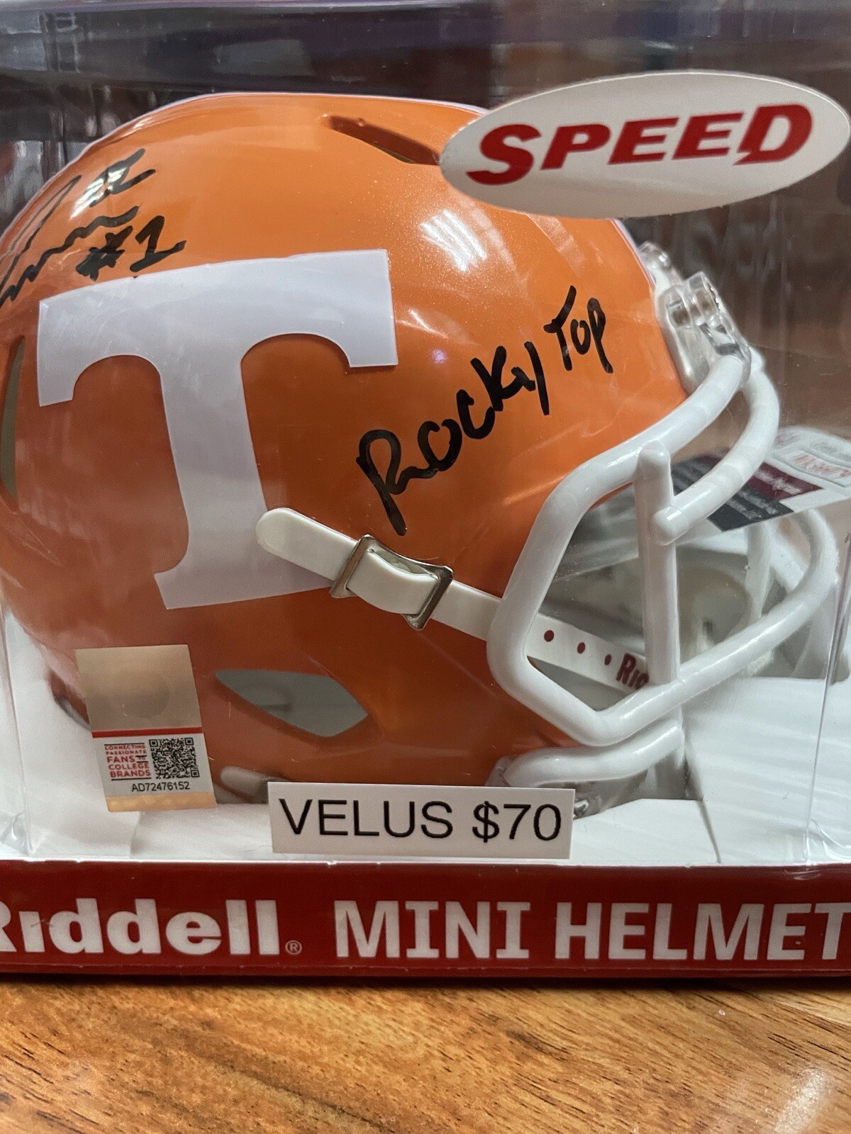 Velus Jones Jr “Rocky Top” Signed Tennessee Mini Helmet JSA | eBay