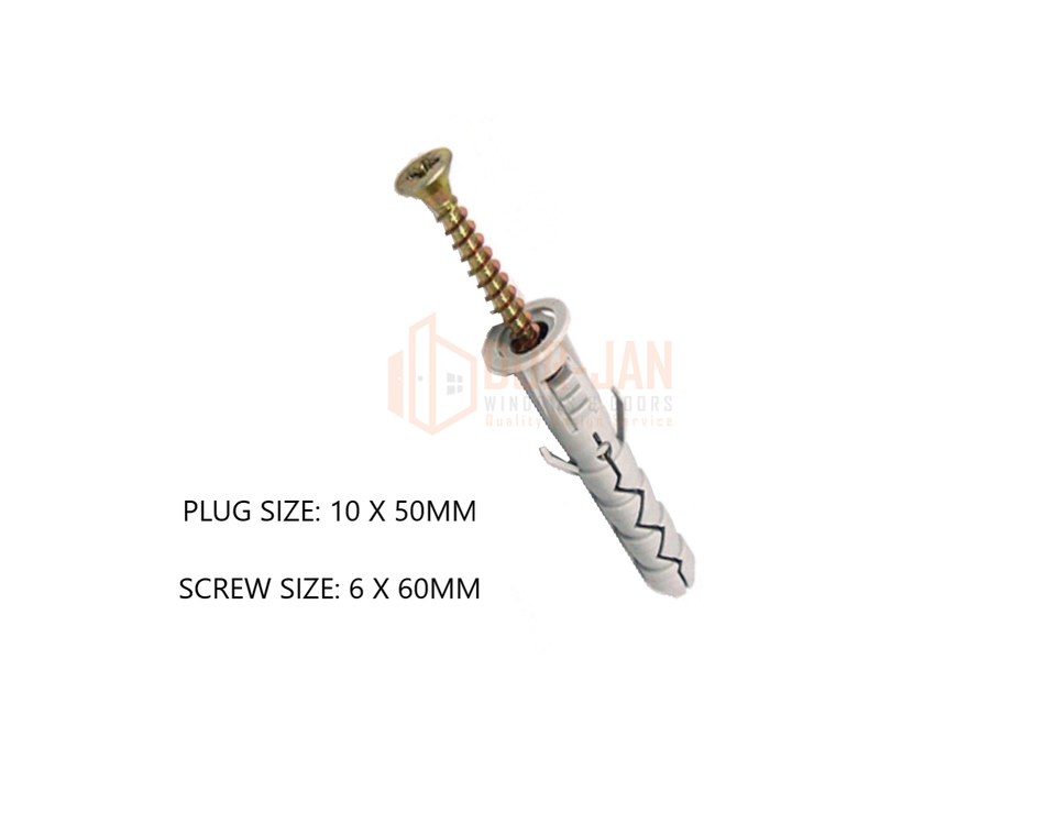 Wall Plugs Universal Fixing With Screws Brick Stone Rawl Plug Grey 10 x ...