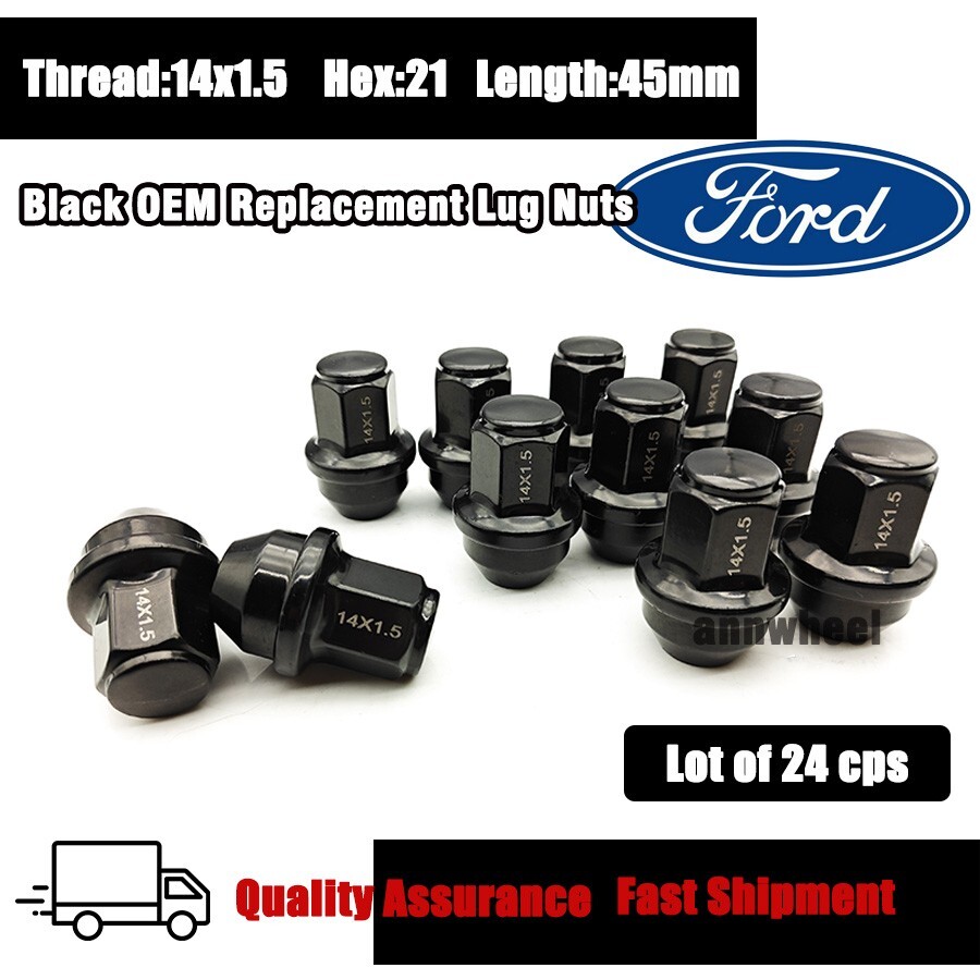 24 Black Factory Lug Nuts 14x1.5 Fit ACPZ-1012-B Ford F150 Expedition ...