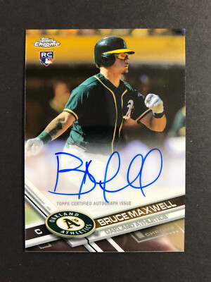Bruce Maxwell A's Athletics Signed 2017 Topps Chrome Baseball Card RA ...