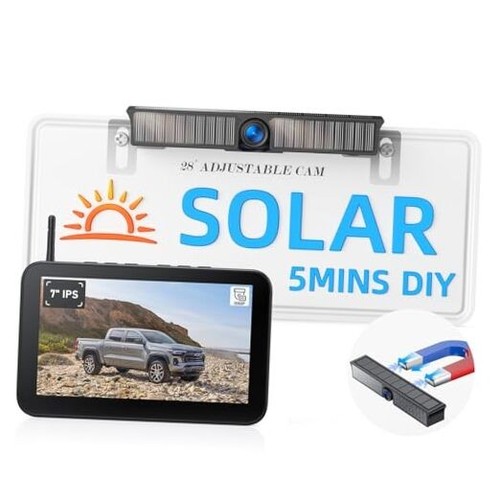 Magnetic Solar Wireless RV Backup Camera System, 7 Inch 1080P IPS ...