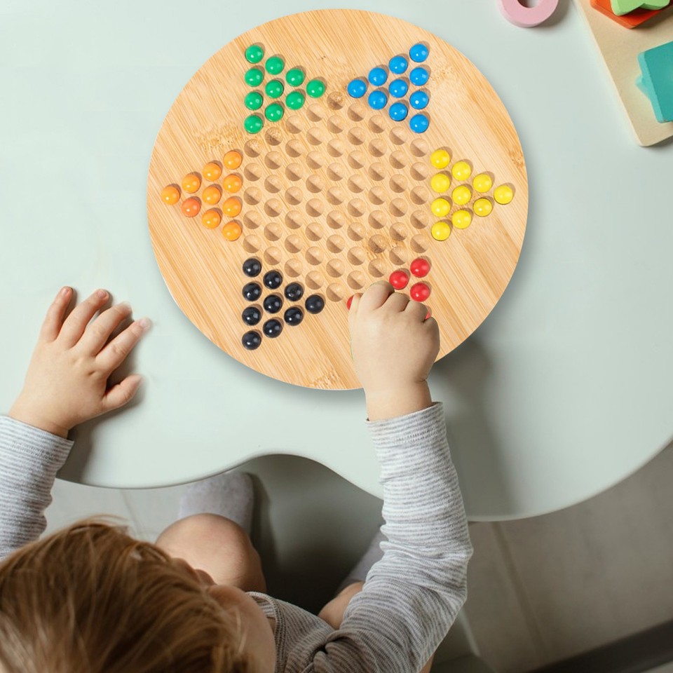 7.87in Wooden Large Chinese Checkers Board Game With Marbles. Family ...
