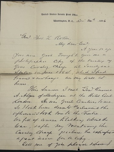 1896 Handwritten Letter John W Daniel to Thomas Rosser Virginia Civil ...