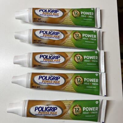 5 Poligrip Power Max Denture Adhesive Cream premium mint | eBay