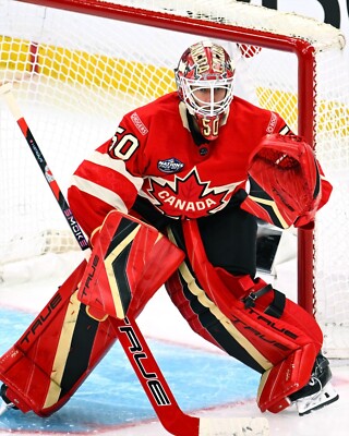 Jordan Binnington Four Nations in Net Team Canada Blues 8x10 NHL Hockey ...