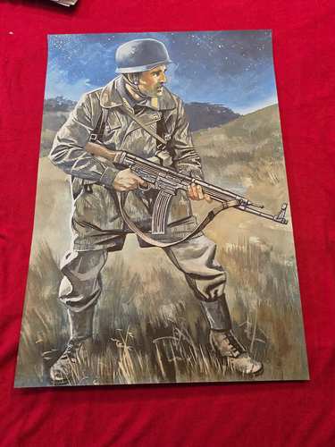 WW2 WWII German LUFTWAFFE PARATROOPER w MACHINE GUN Military War Poster ...