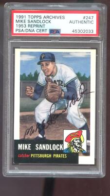 1991 Topps Archives 1953 #247 Mike Sandlock Autograph Auto PSA/DNA ...