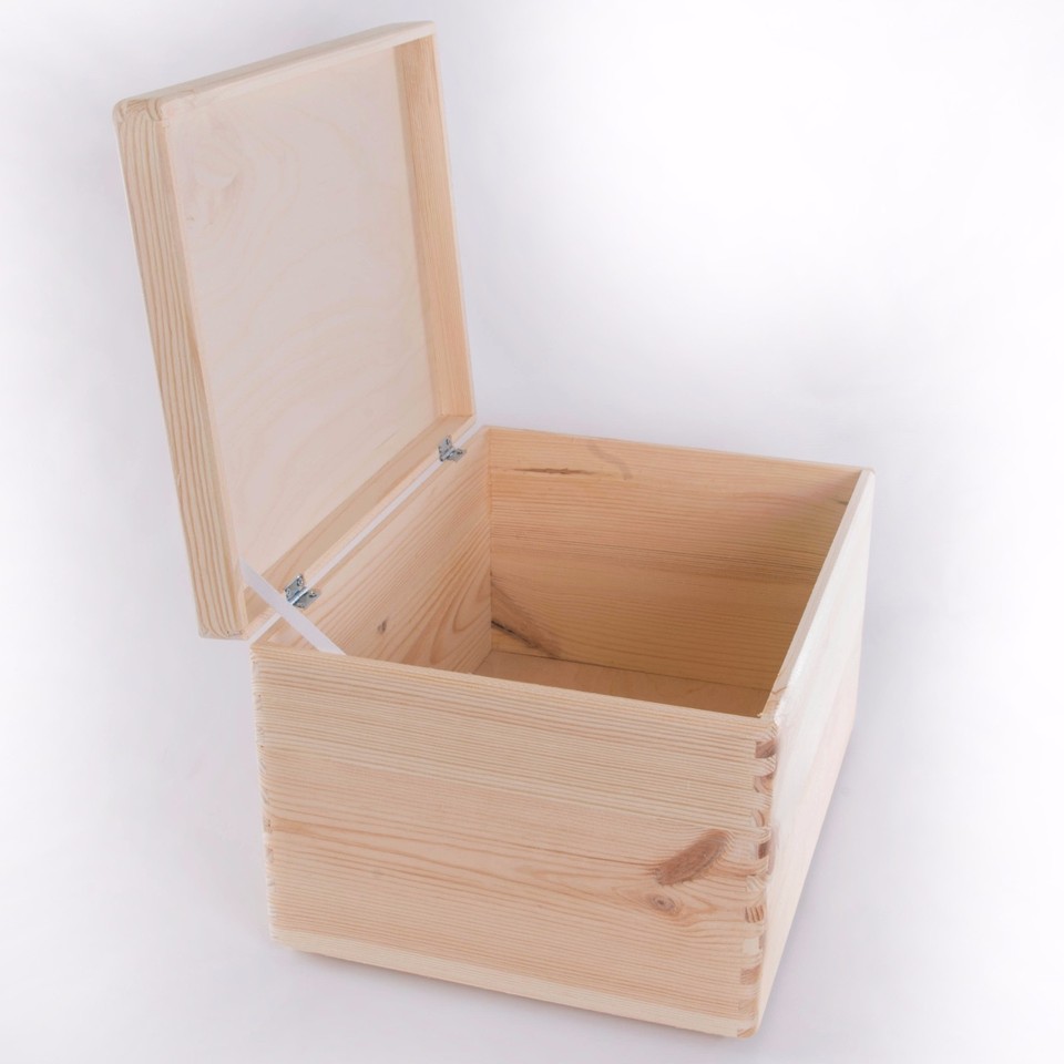 Large Wooden Storage Memory Box With Lid / Pinewood Toy Chest Keepsake ...