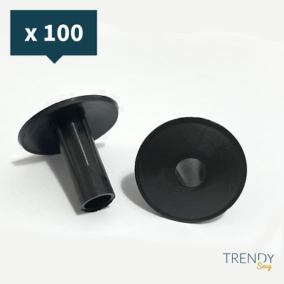 100 x Single Black Cable Feed Through Wall Hole Tidy Grommets / Cable ...