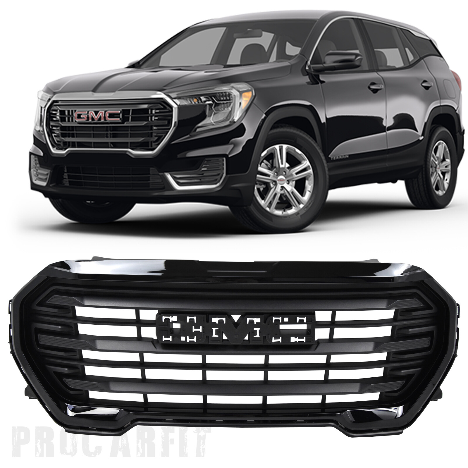 2022 2023 GMC TERRAIN FRONT UPPER GRILL BUMPER GRILLE GLOSS BLACK OEM ...
