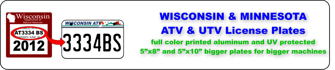 Wisconsin and Minnesota ATV Plates | eBay Stores