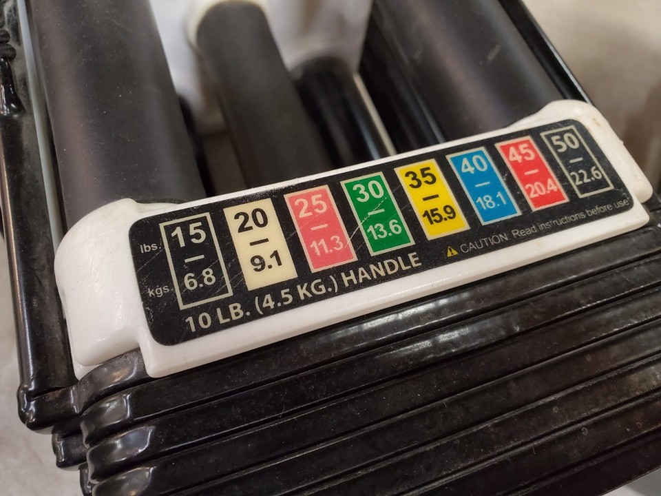 Pair of Classic 50 Power Block Dumbbell Weight Sets, Adjustable 10 to ...