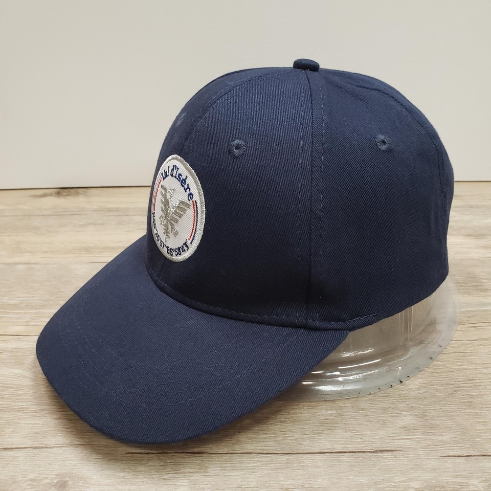 Val D'Isere Hat Cap Strap Back Mens Navy Blue Cotton Embroidered Patch ...