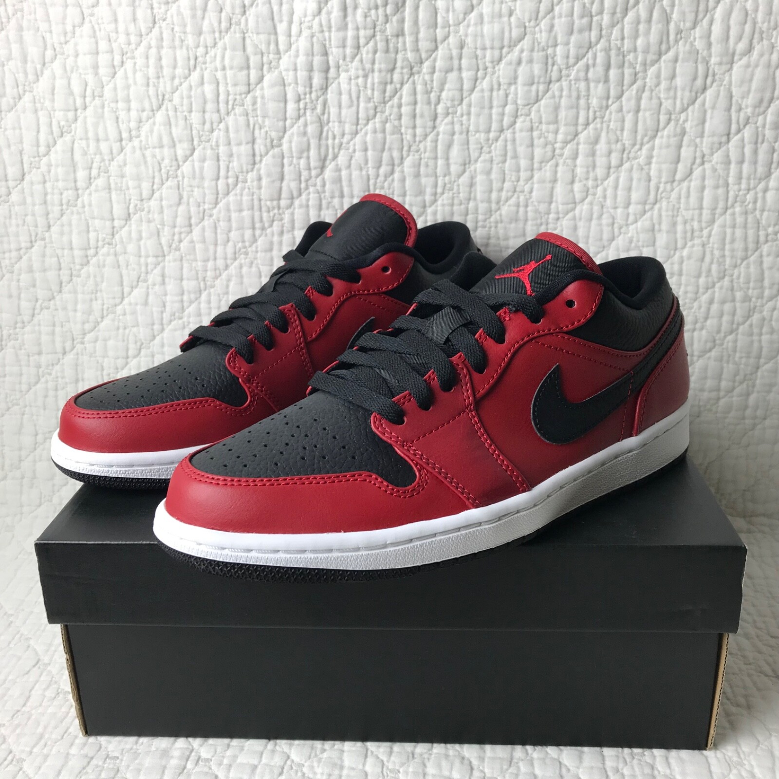 Nike Air Jordan 1 Low Shoes Men’s SZ 7.5 Reverse Bred Pebbled Swoosh ...