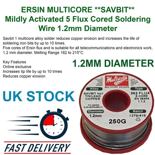 ERSIN MULTICORE *SAVBIT* Mildly Activated 5 Flux Cored Soldering Wire 1 ...