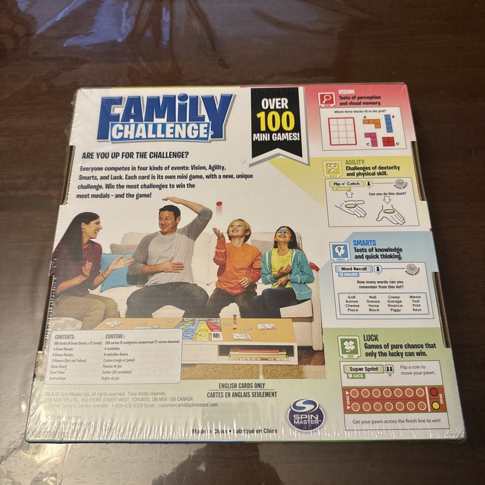 Family Challenge Board Game Spin Master 100 Mini Games Family Night NEW ...
