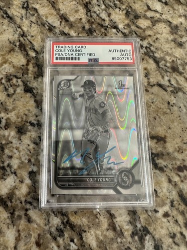 Cole Young Signed Autograph 2022 1st Bowman Chrome Raywave PSA/DNA | eBay