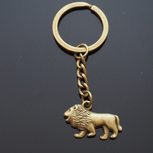 2x PCS - Bronze Lion Pendant Keychain Key Ring Chain Growling Zoo ...