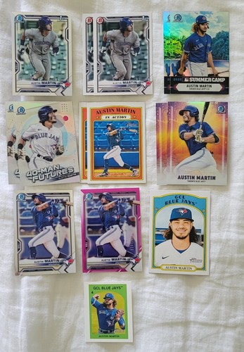 Austin Martin Prospect Card Lot (14) Bowman 1st, Inserts, Base ...