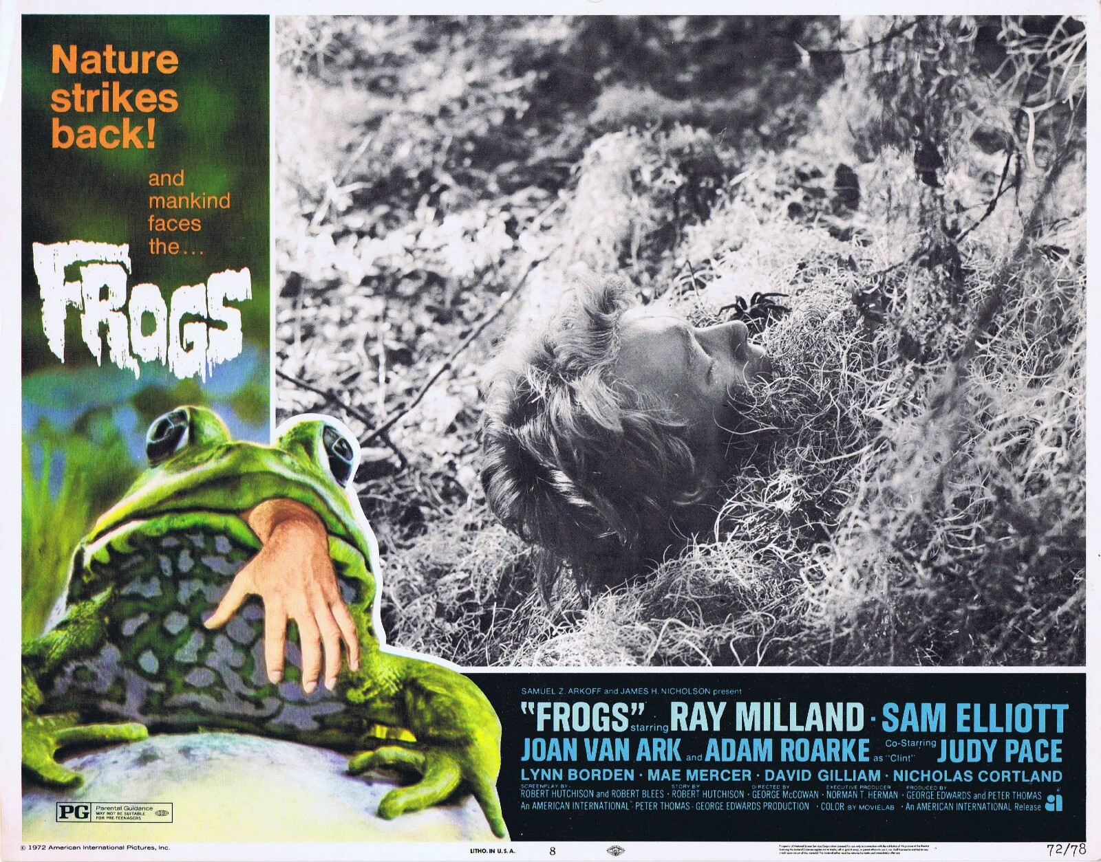 FROGS Original Lobby Card 8 Ray Milland Sam Elliott Sci Fi Horror Joan ...