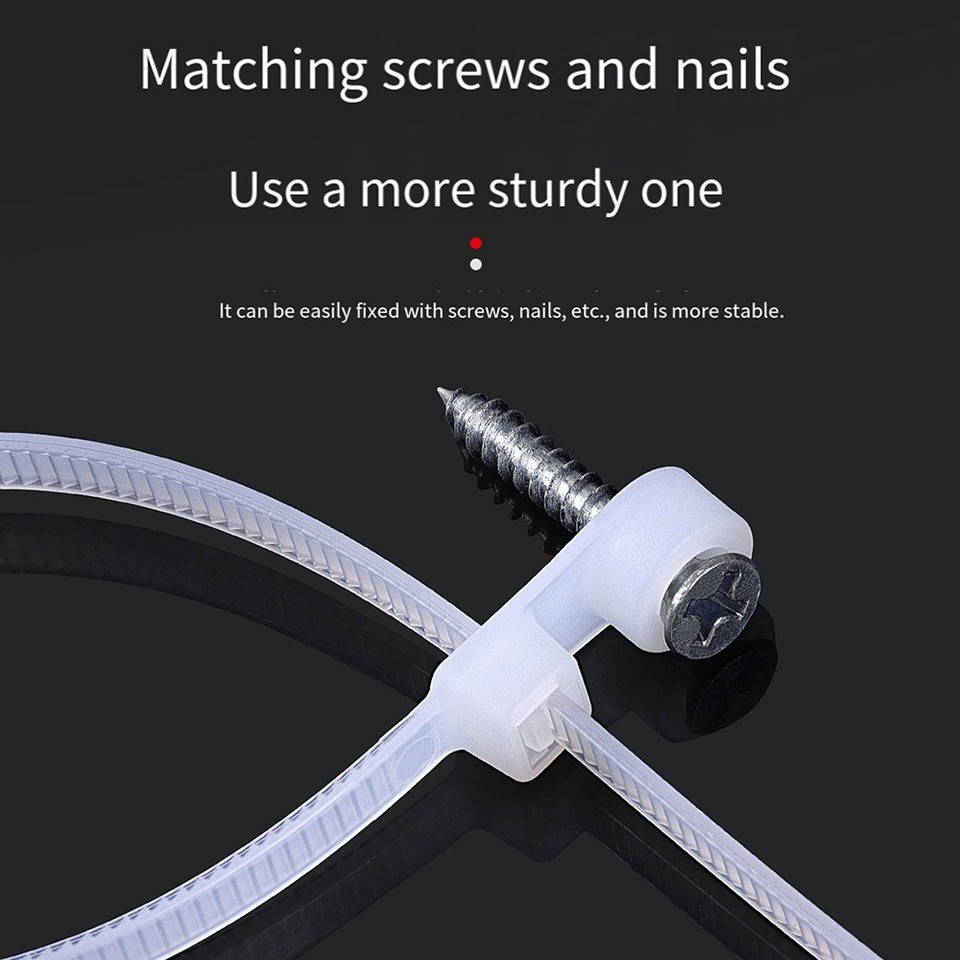 Self-Locking 100Pcs Nylon Cable Ties Loop Zip Tie Wrap with Screw Hole ...