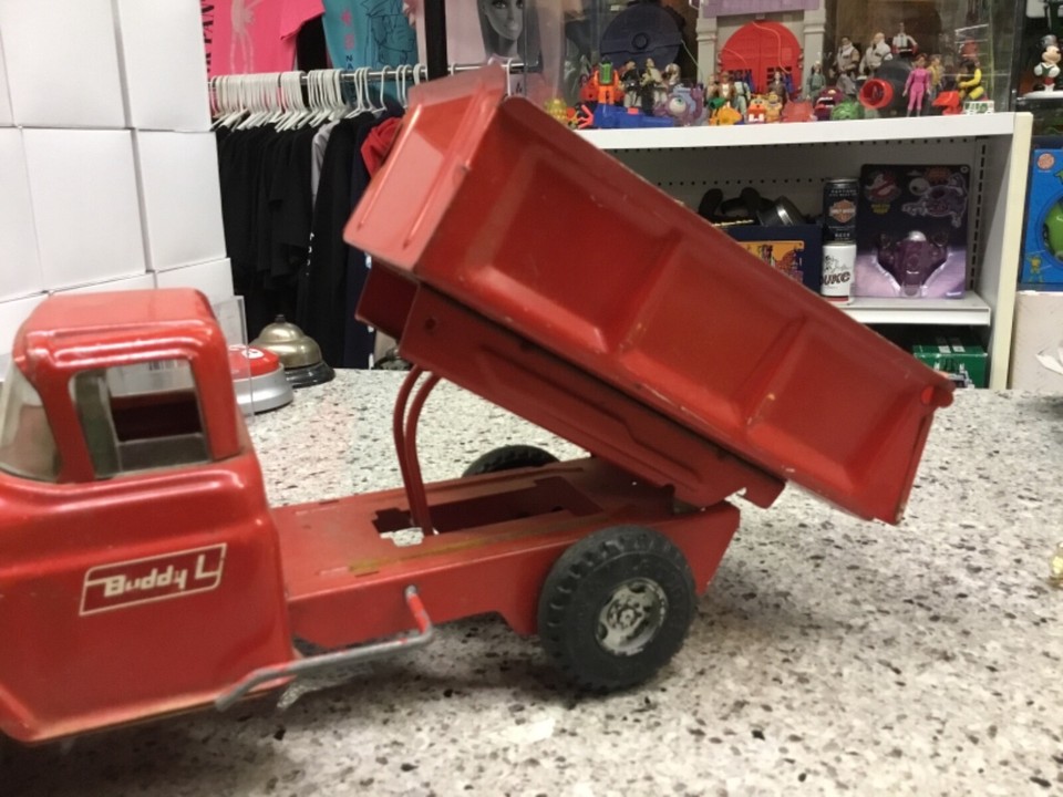 Vintage Buddy L Dump Truck Red Pressed Steel 14.5" bank | eBay